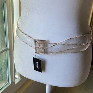 Accessories | Small Clear And Gold Plated Belt With Rhinestones | Poshmark